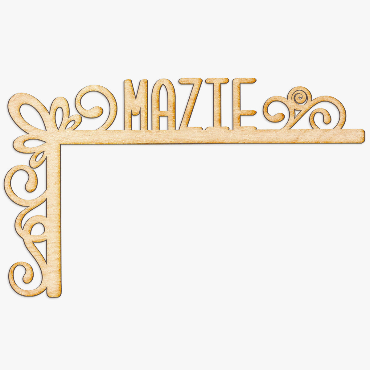 Custom Name Swirly Wood Door Topper - Woodums