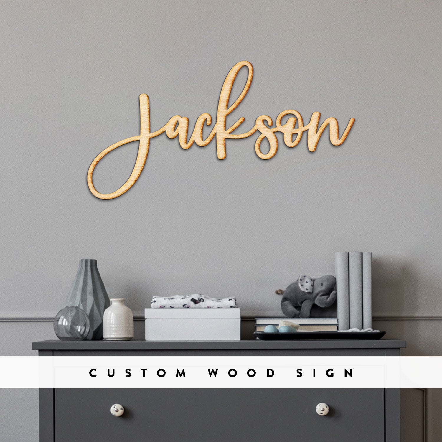 Freestanding Block Word Custom Wood Cut Sign - Woodums